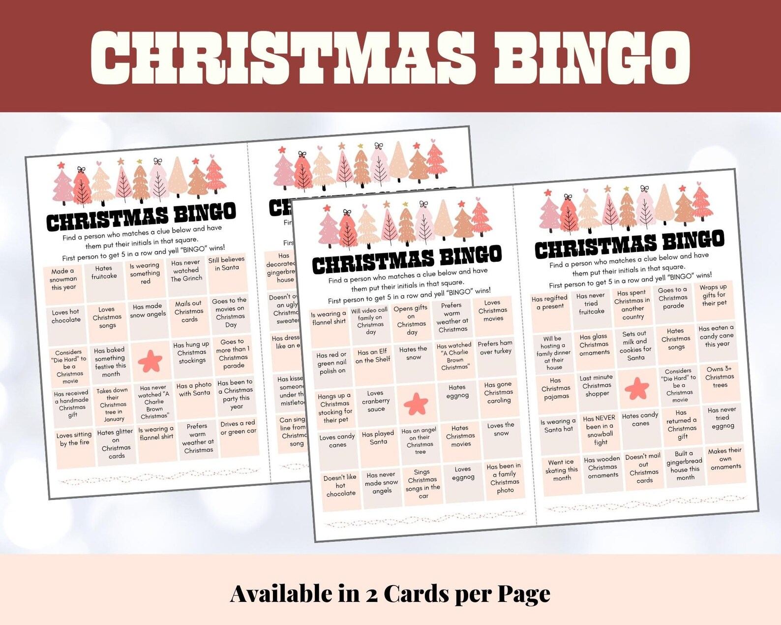 Printable Christmas Bingo With 30 Unique Cards, Find the Guest Game ...