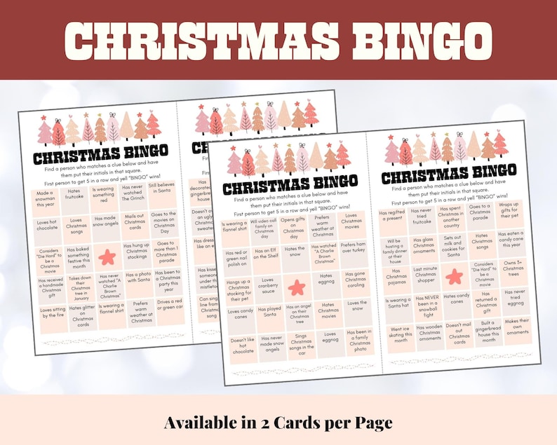 Printable Christmas Bingo With 30 Unique Cards, Find the Guest Game ...