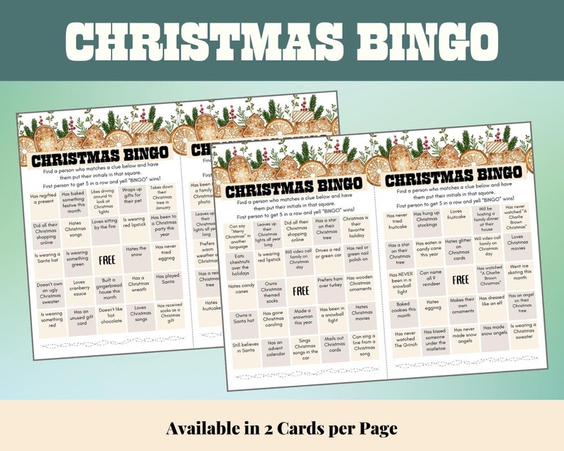 Printable Christmas Bingo With 30 Unique Cards, Find the Guest Bingo ...