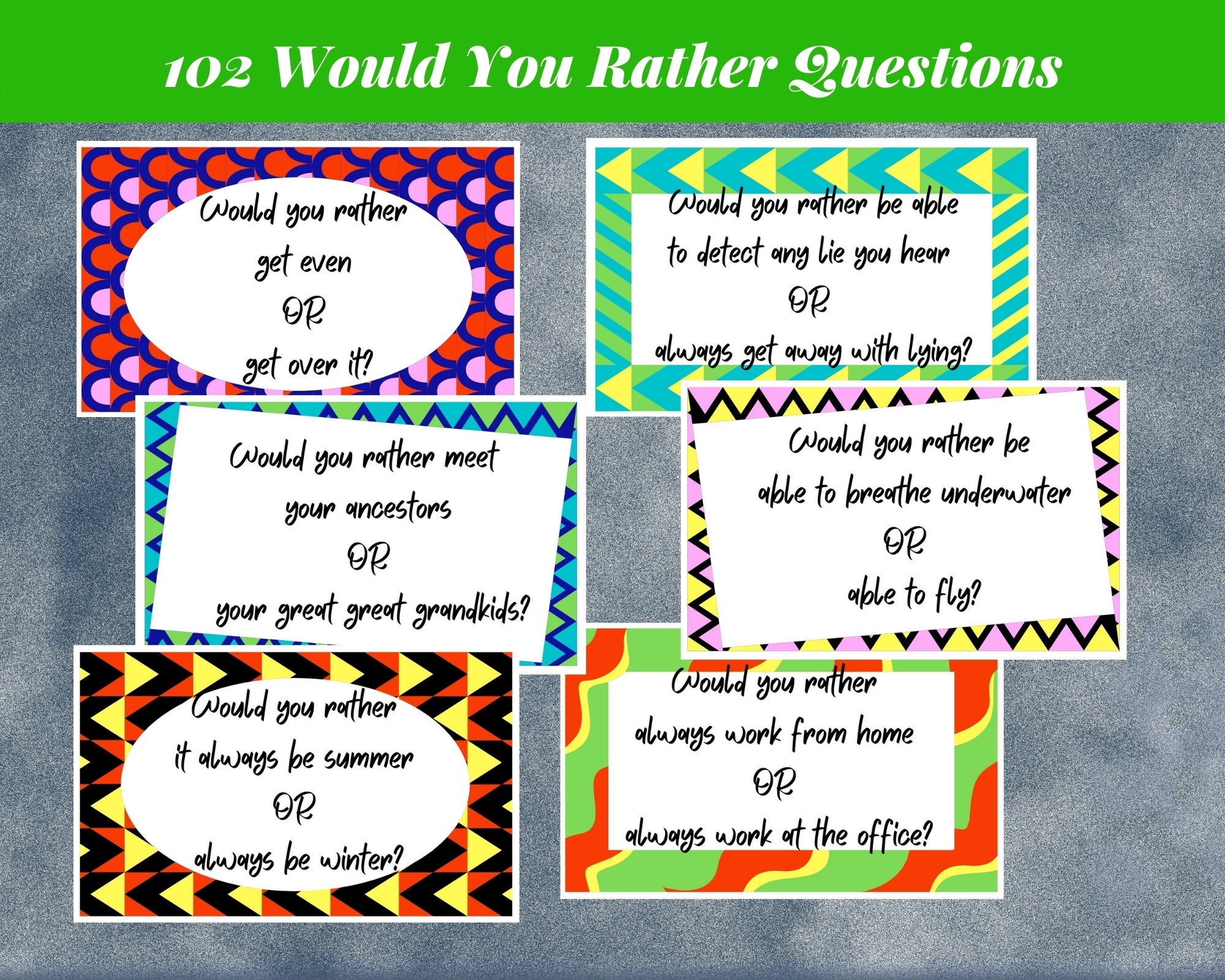 102 Would You Rather Questions for Family, Work Game, Conversation ...