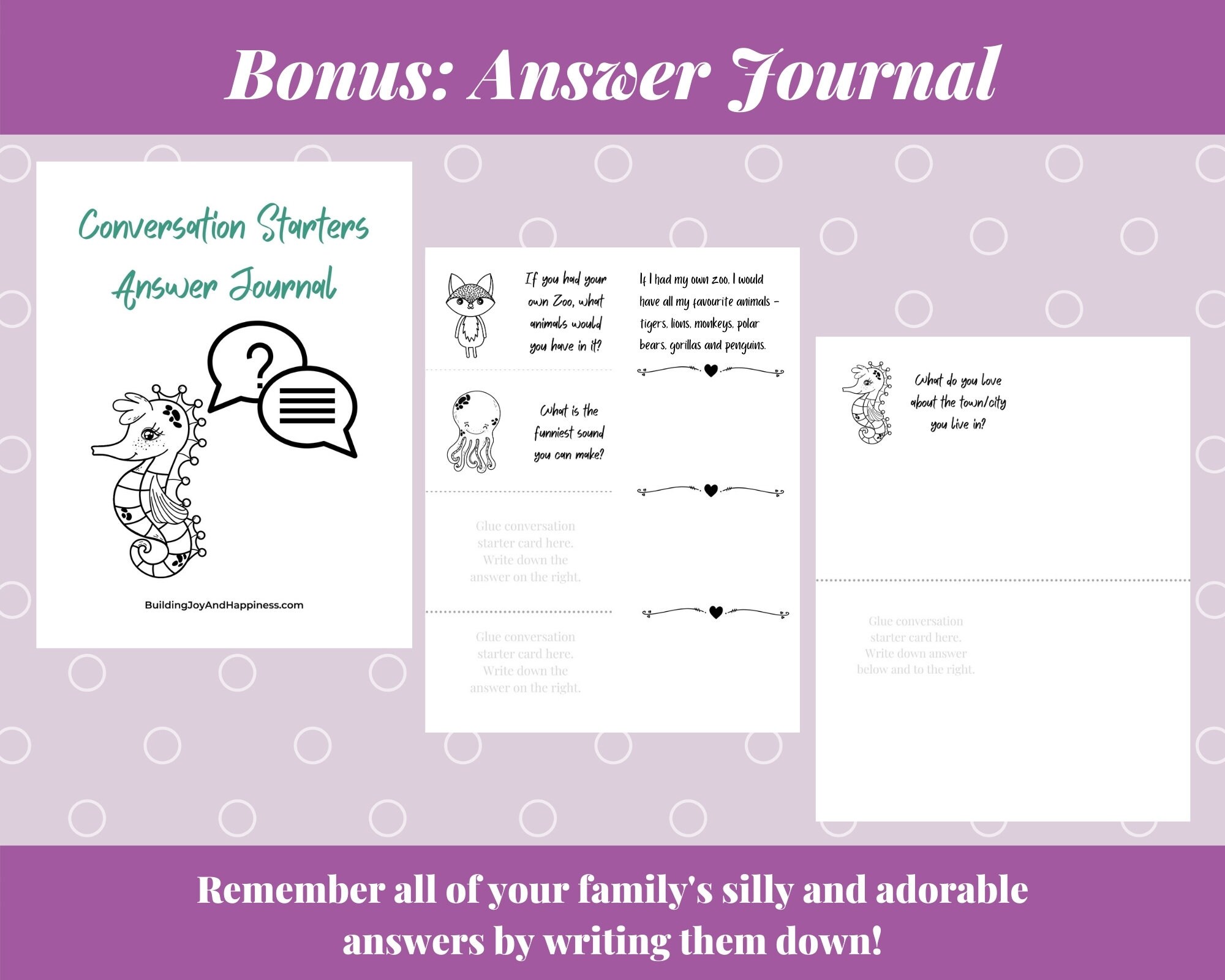 102 Conversation Starter Cards for Kids With Animal Theme, Printable ...