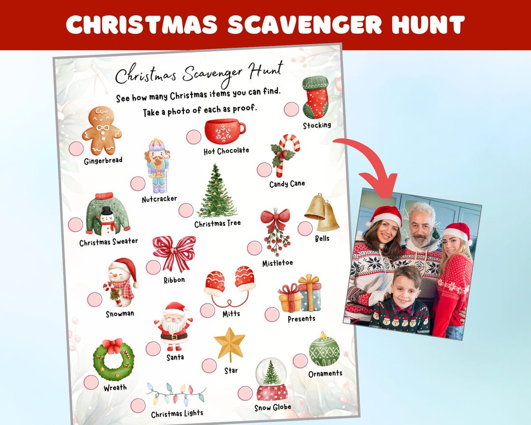 Christmas Phone Scavenger Hunt, Christmas Phone Game, Adult Scavenger ...