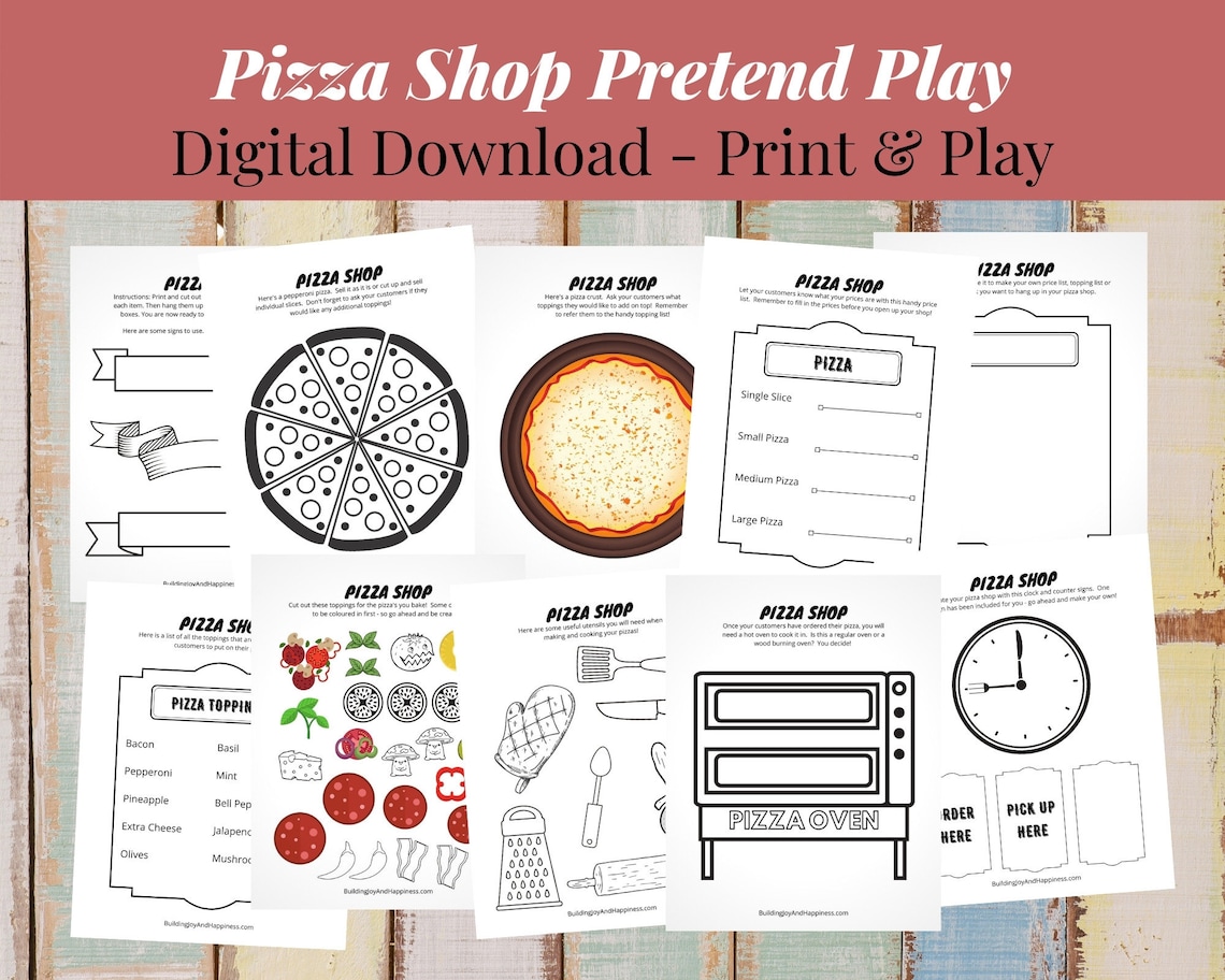 Pizza Shop Pretend Play Printable Cafe and Restaurant Role | Etsy