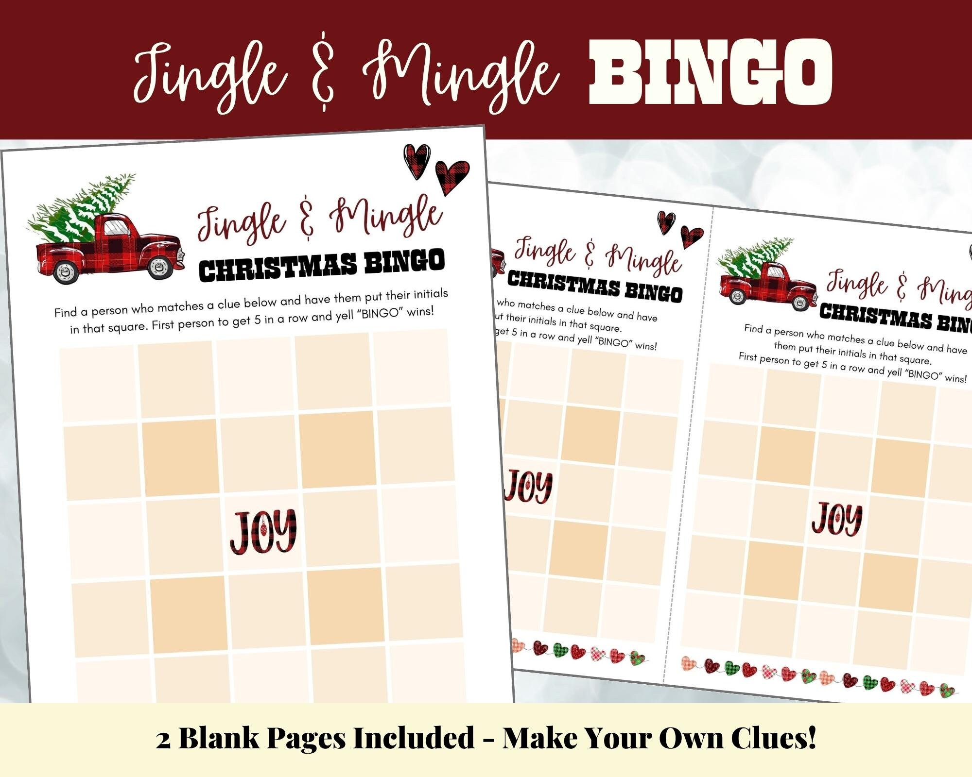 Jingle and Mingle Bingo With a Holiday Plaid Theme, Find the Guest ...