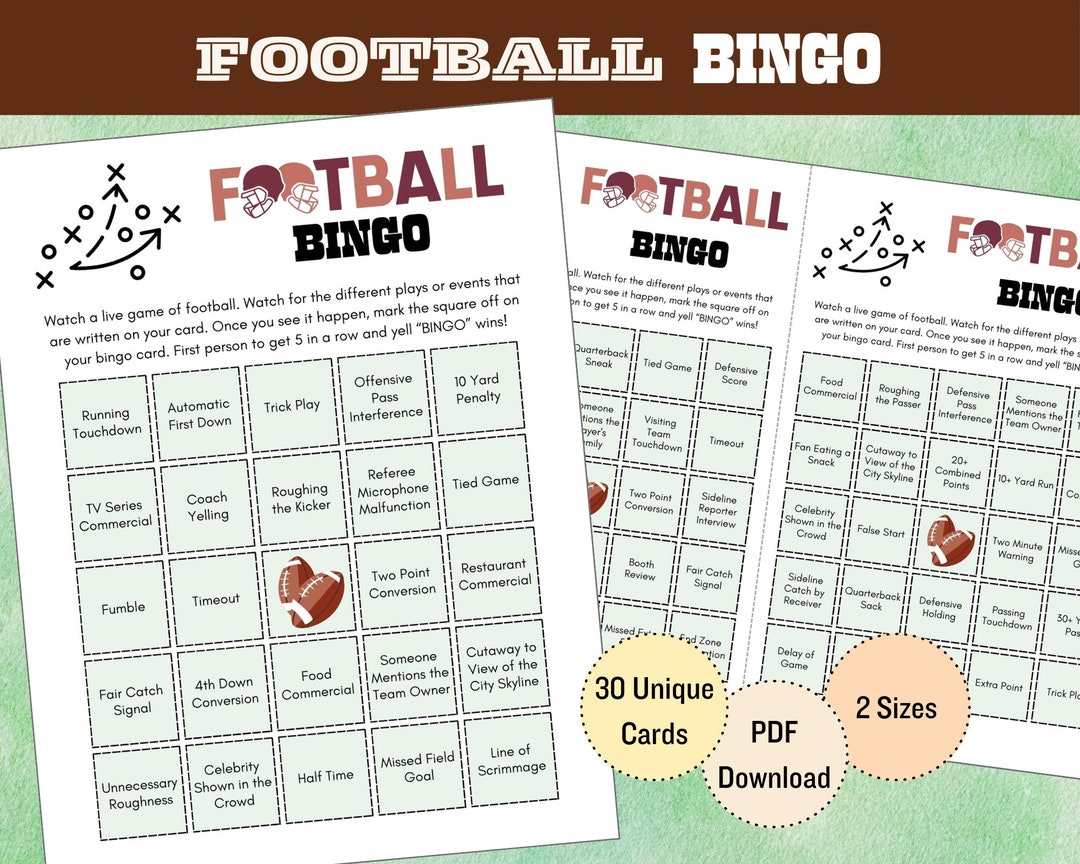 Super Bowl Bingo, Super Bowl Party Games, Football Bingo, Football ...