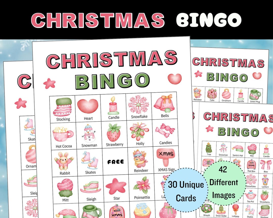 30 Christmas Bingo Cards, Friendsmas Games, Fun Christmas Activities ...