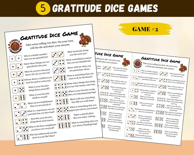Gratitude Dice Game, Printable Thanksgiving Party Games, Friendsgiving ...