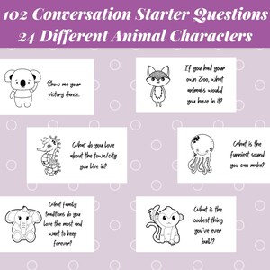 102 Conversation Starter Cards for Kids With Animal Theme, Printable ...