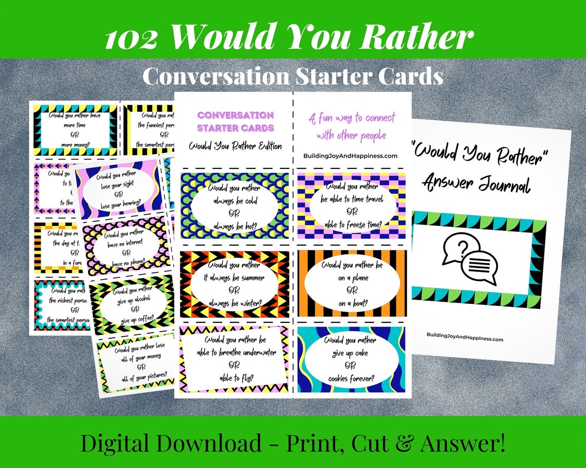 102 Would You Rather Questions for Family, Work Game, Conversation ...