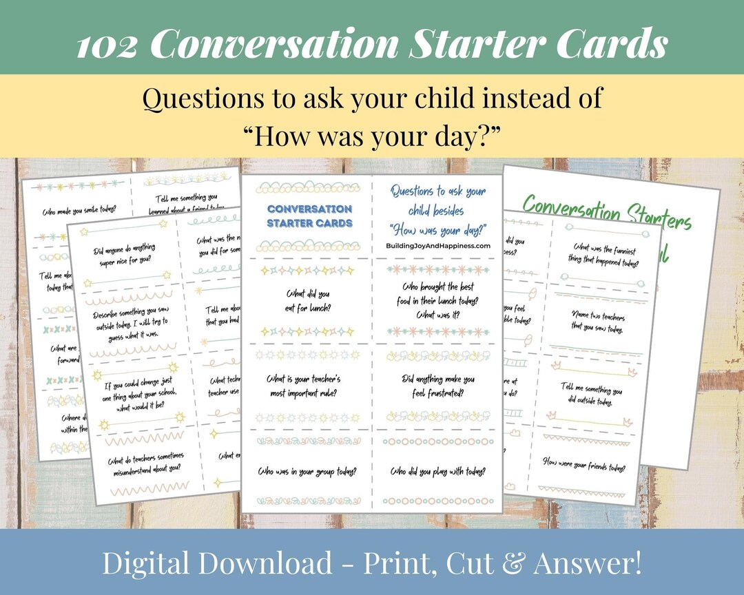 102 Conversation Starter Cards With Questions to Ask Your Child Instead ...