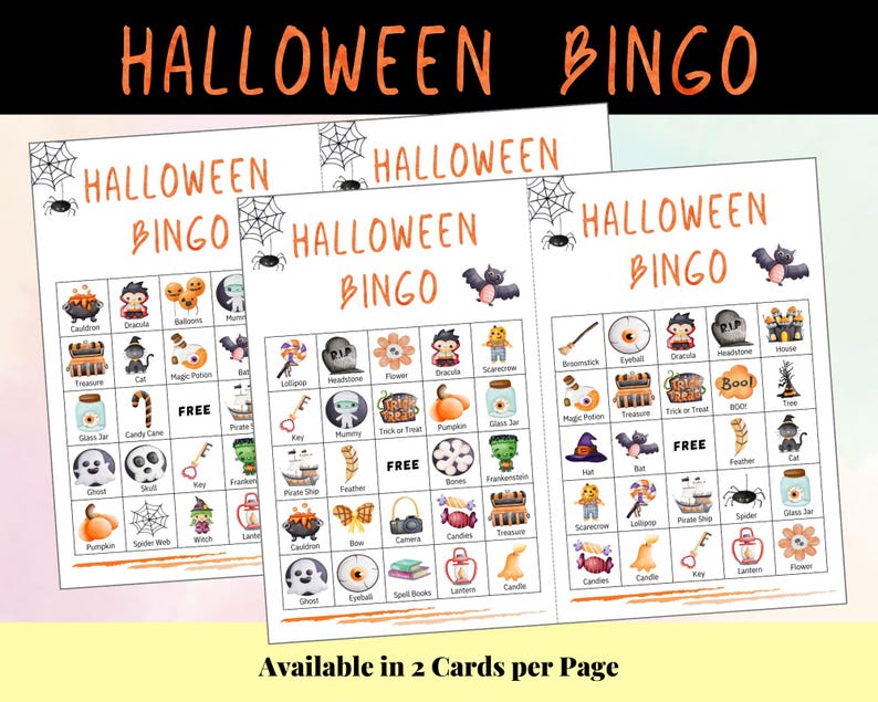 Halloween Bingo, 30 Unique Fall Bingo Cards – Perfect for Classroom ...