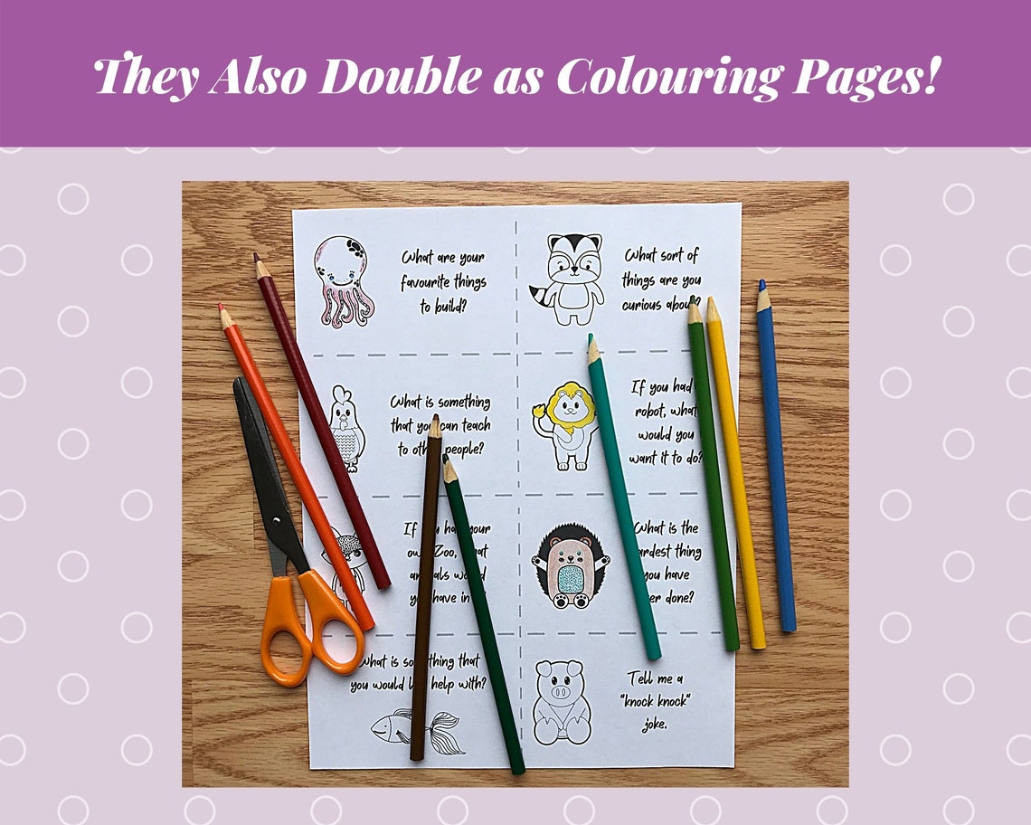 102 Conversation Starter Cards for Kids With Animal Theme - Etsy