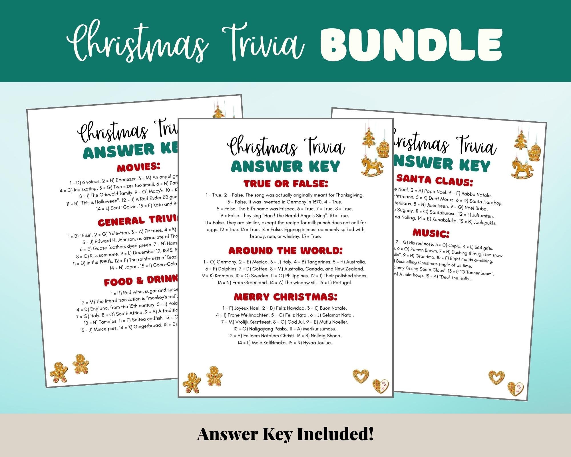 Christmas Trivia for Christmas Party Games, Family Reunion Games ...