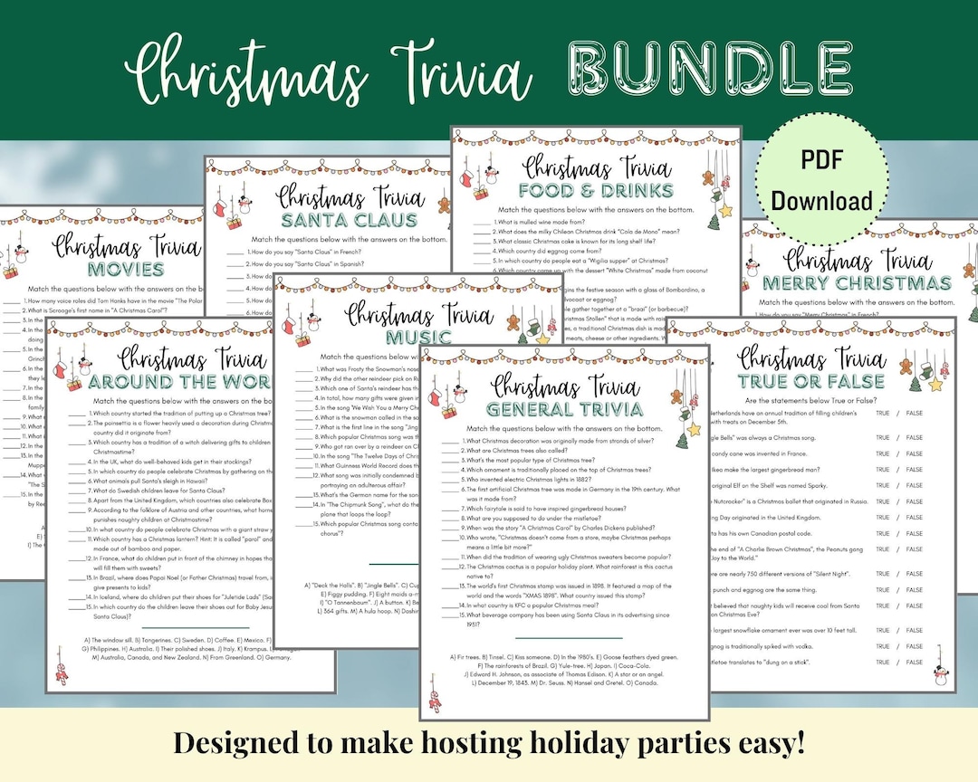 Christmas Trivia for Christmas Party Game, Family Reunion Games ...