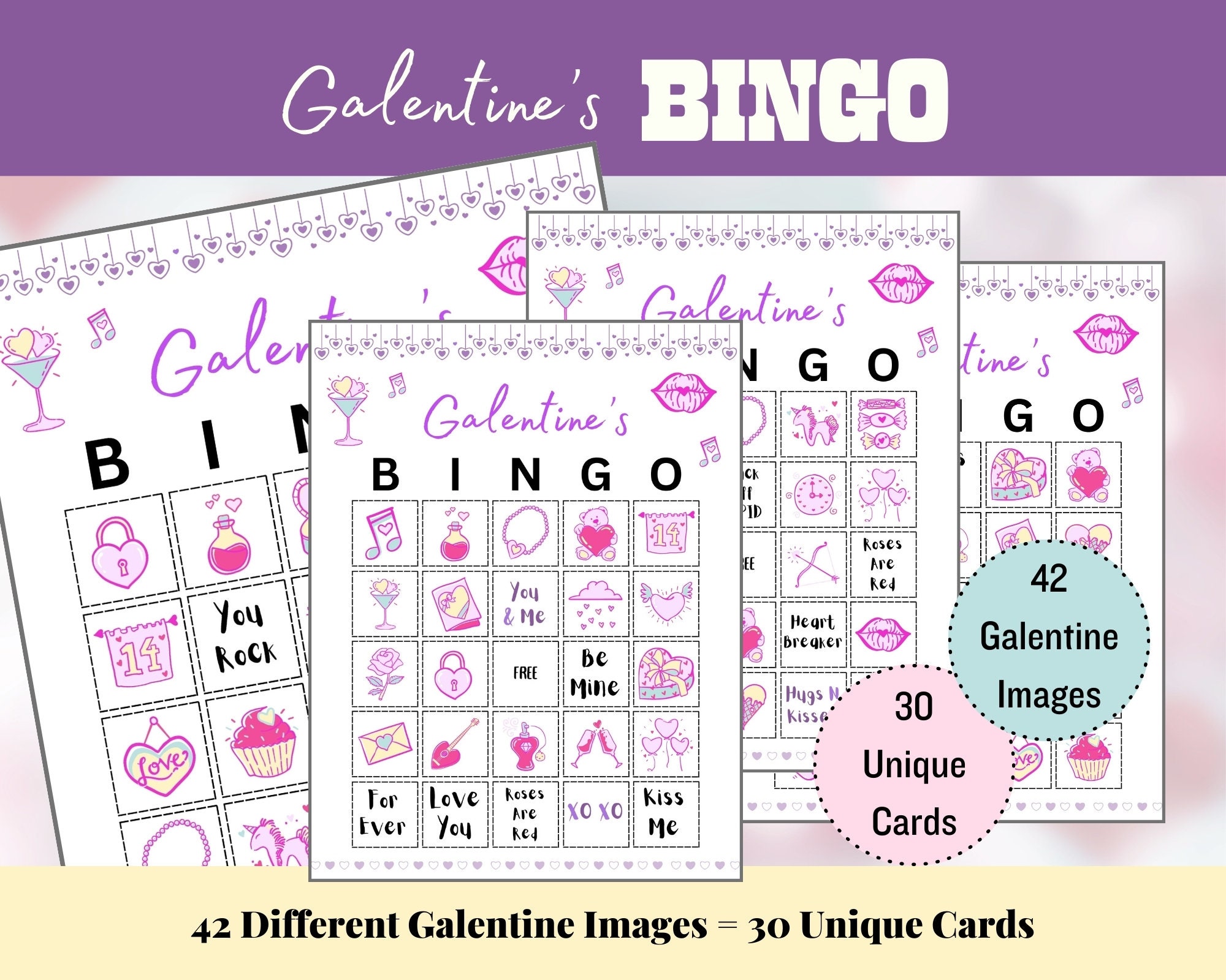 Galentine’s Day Printable Bingo With 30 Unique Cards, Galentines Party ...