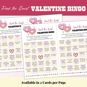 Valentines Bingo With 30 Unique Cards, Valentines Party Games, Find the ...
