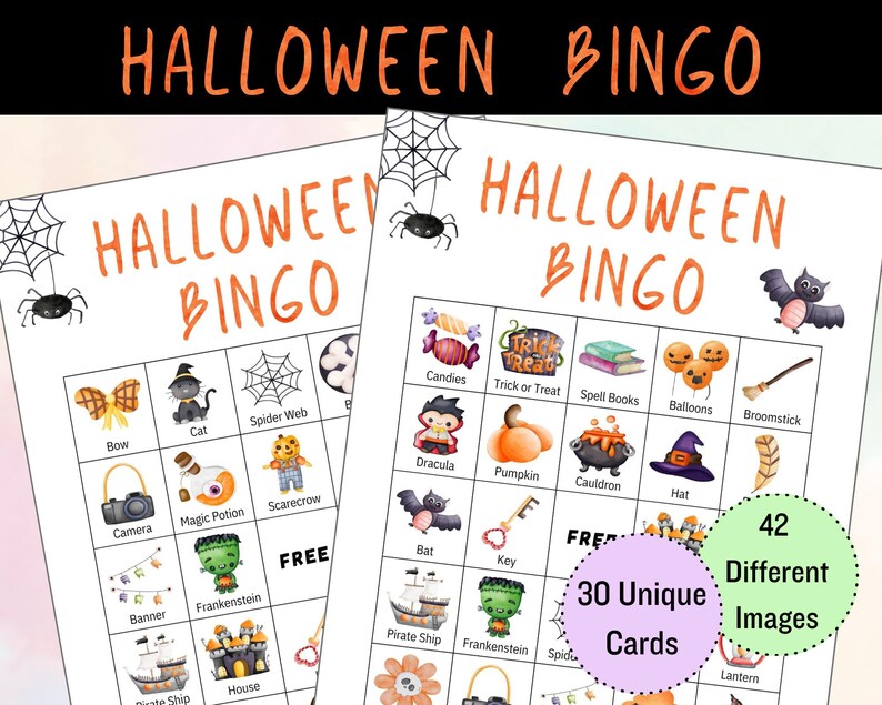 Halloween Bingo, 30 Unique Fall Bingo Cards – Perfect for Classroom ...