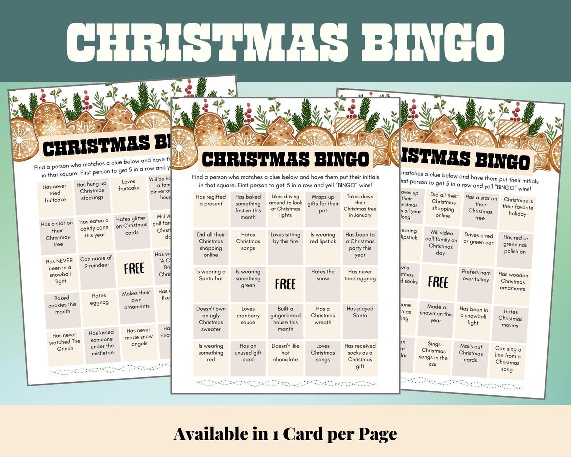 Printable Christmas Bingo With 30 Unique Cards, Find the Guest Bingo ...