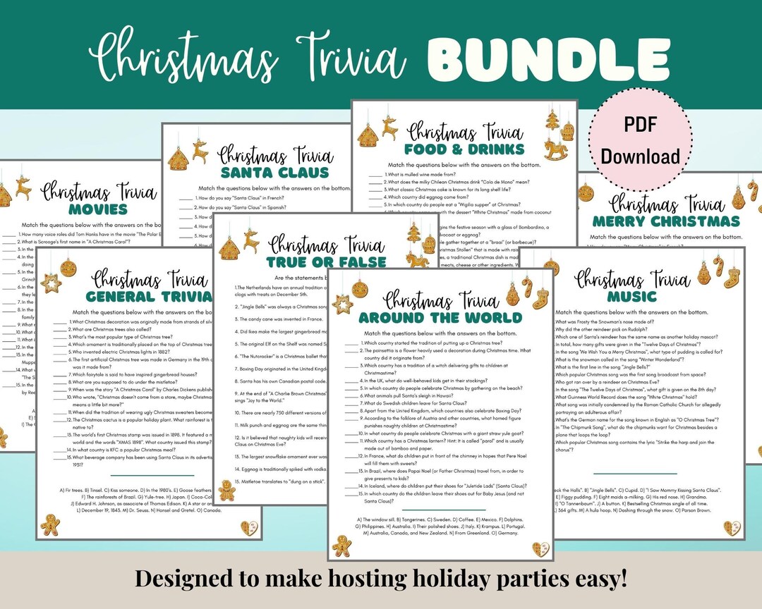 Christmas Trivia for Christmas Party Games, Family Reunion Games ...