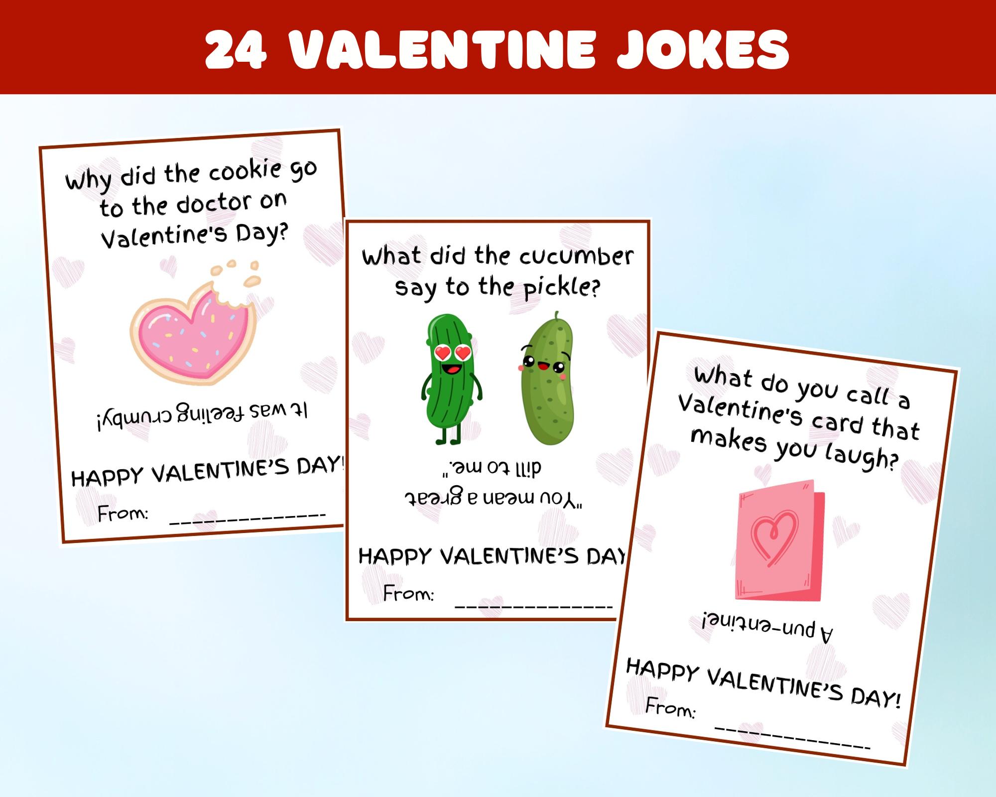 24 Valentine Jokes for Kids, Valentine's Day Cards, Preschool Valentine ...