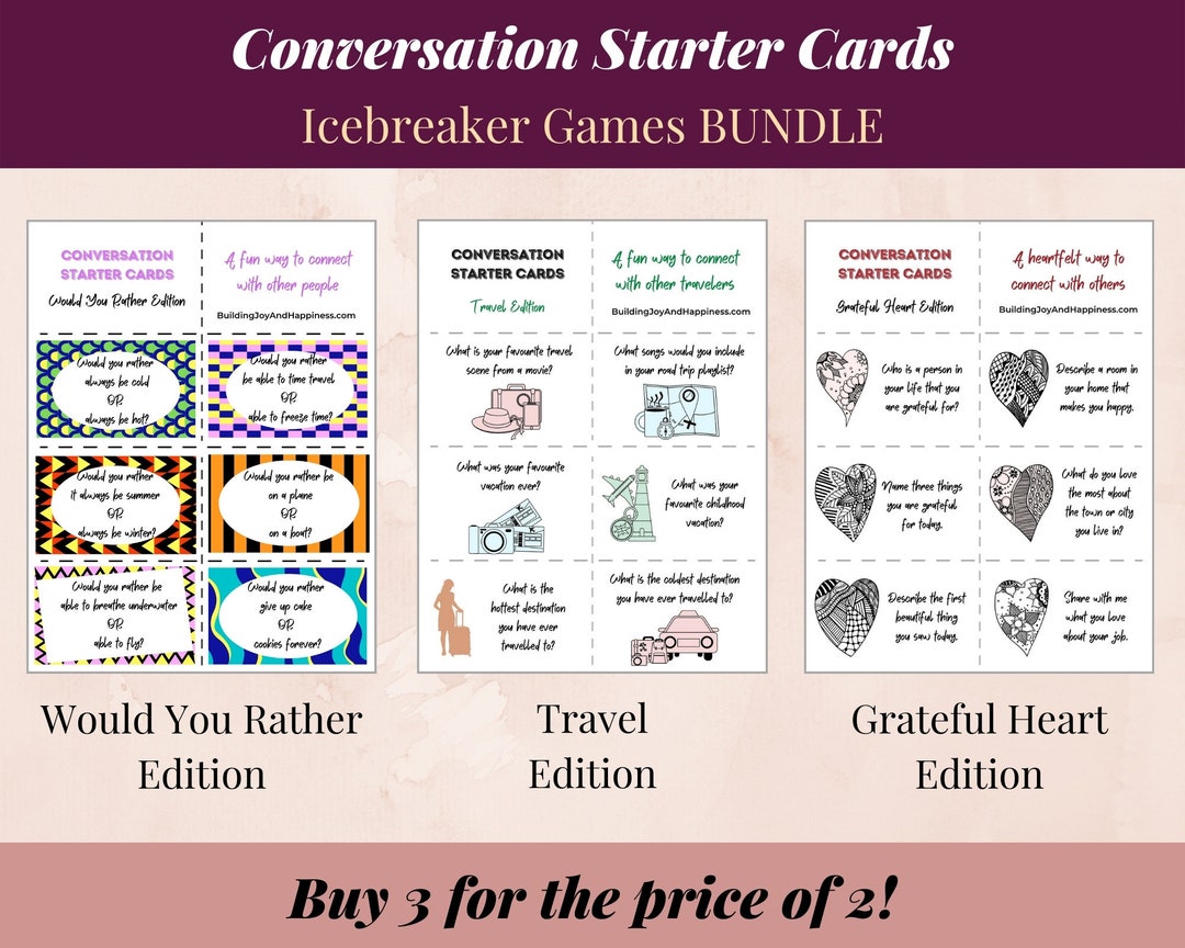 Icebreaker Games Conversation Starters Bundle – Over 300 Question Cards ...