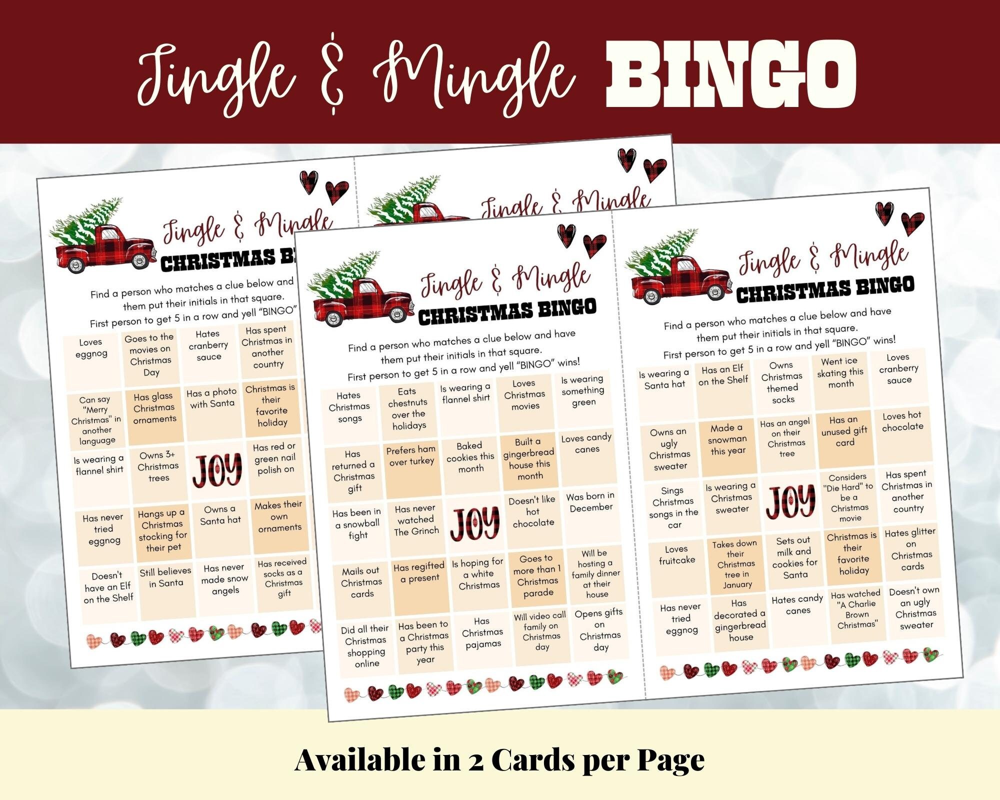 Jingle and Mingle Bingo With a Holiday Plaid Theme, Find the Guest ...