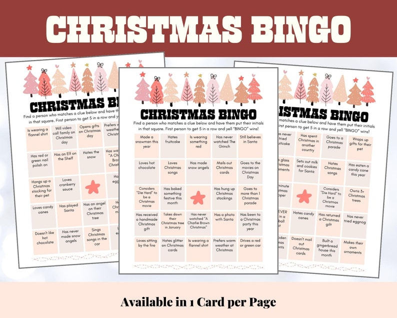 Printable Christmas Bingo With 30 Unique Cards, Find the Guest Game ...