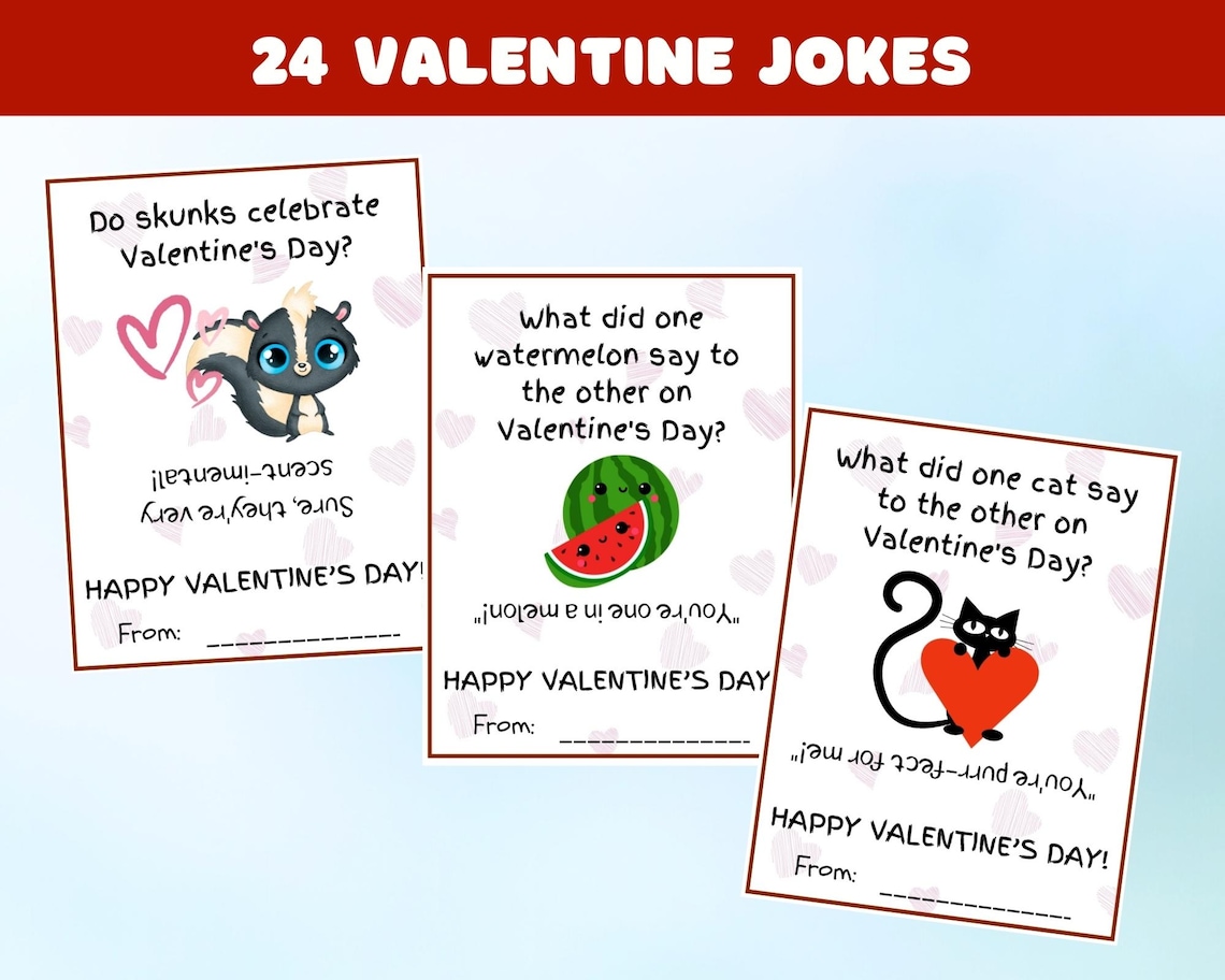 24 Valentine Jokes for Kids, Valentine's Day Cards, Preschool Valentine ...