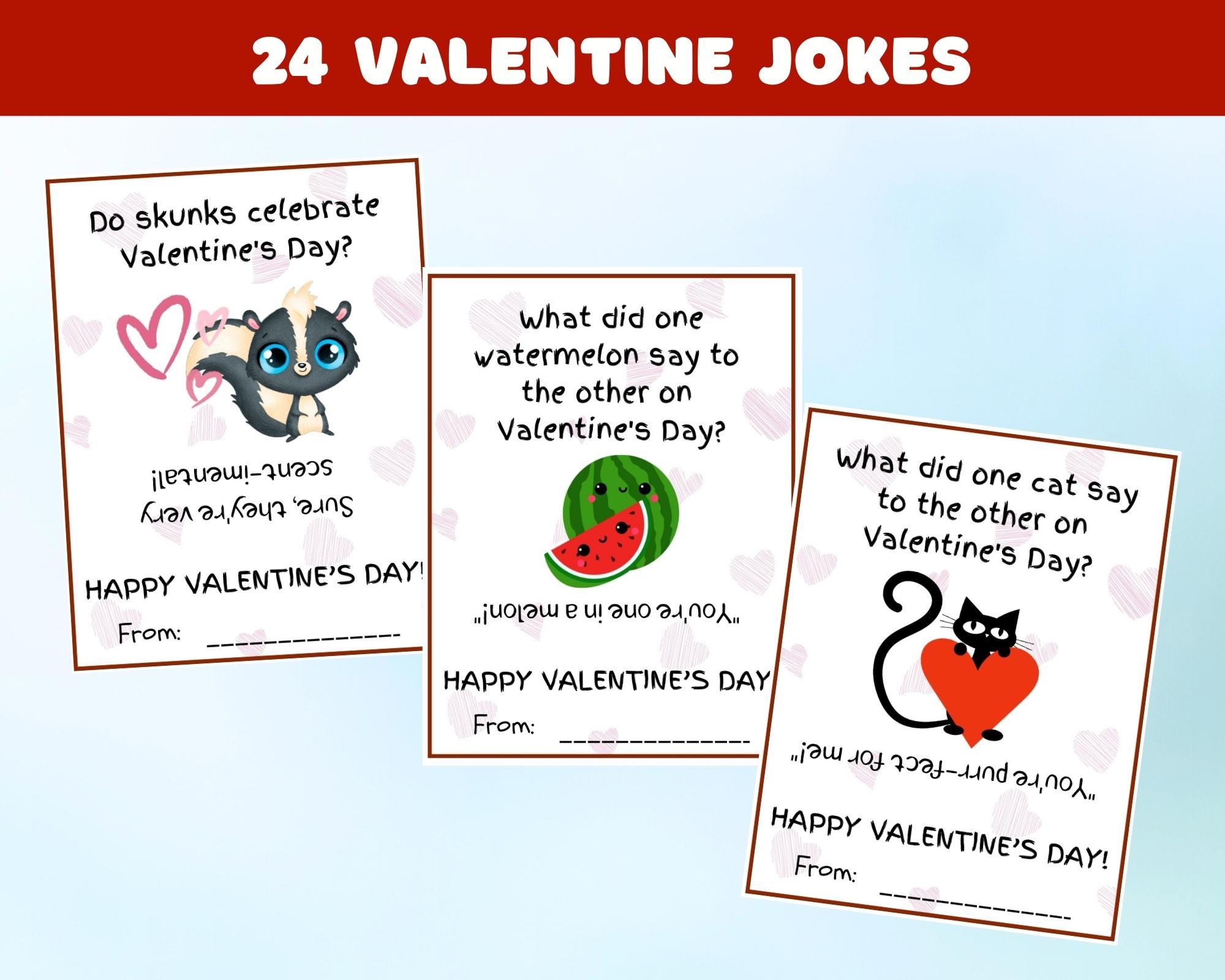24 Valentine Jokes for Kids, Valentine's Day Cards, Preschool Valentine ...