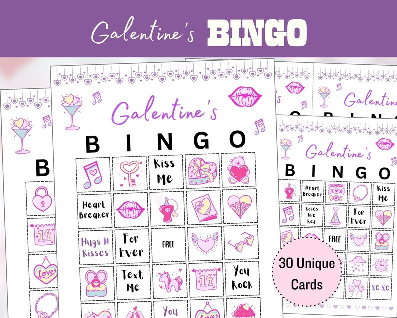 Galentines Day Printable Bingo With 30 Unique Cards, Galentines Party ...