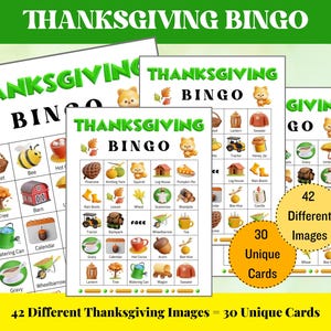 30 Thanksgiving Bingo Cards, Friendsgiving Games, Thanksgiving Games at ...