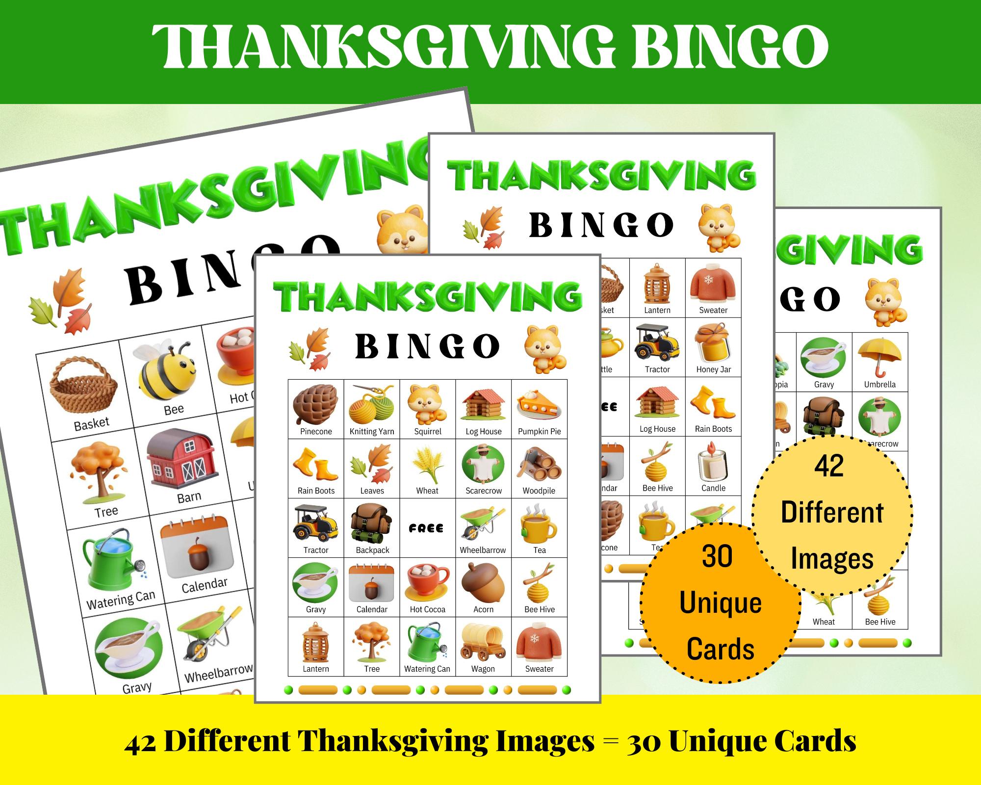 30 Thanksgiving Bingo Cards, Friendsgiving Games, Thanksgiving Games at ...