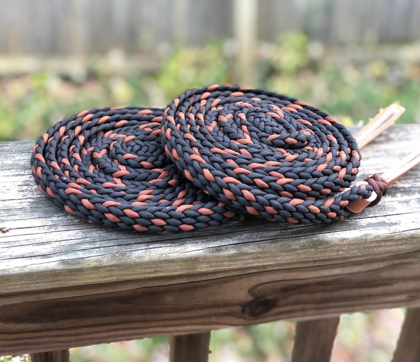 Braided Paracord 8 Strand Split Reins With Our Handmade Cowhide Leather ...