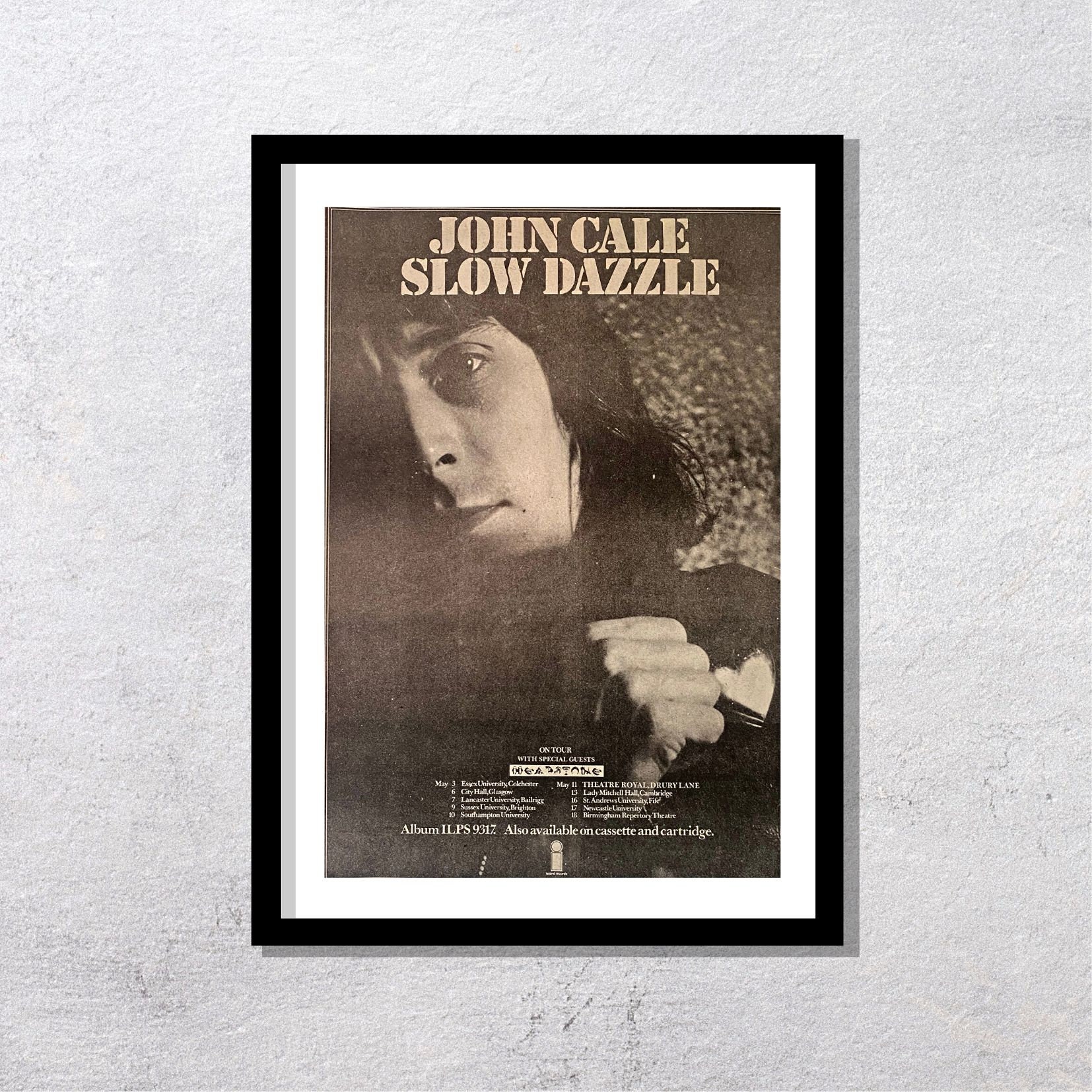 JOHN CALE 1975 Slow Dazzle in Live Original, Authentic, Promo Poster ...