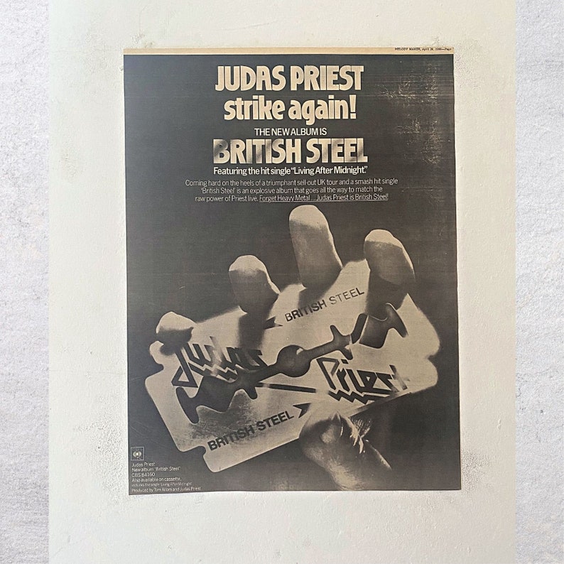 JUDAS PRIEST British Steel 1980 Melody Maker - Original, Authentic ...