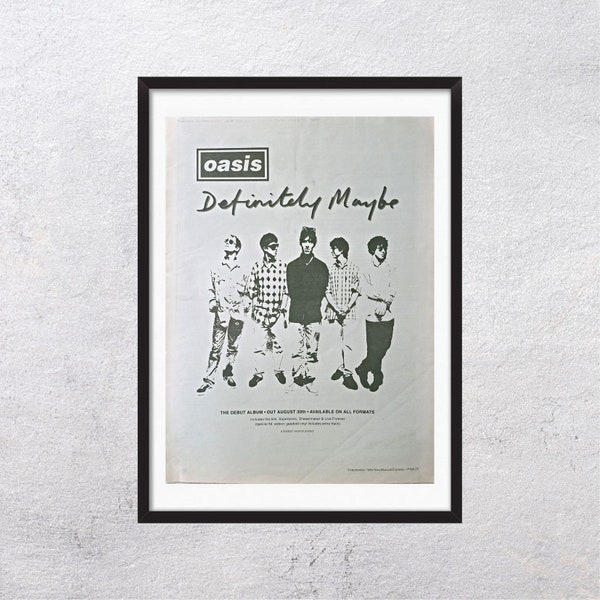 Oasis Poster Definitely Maybe - Etsy