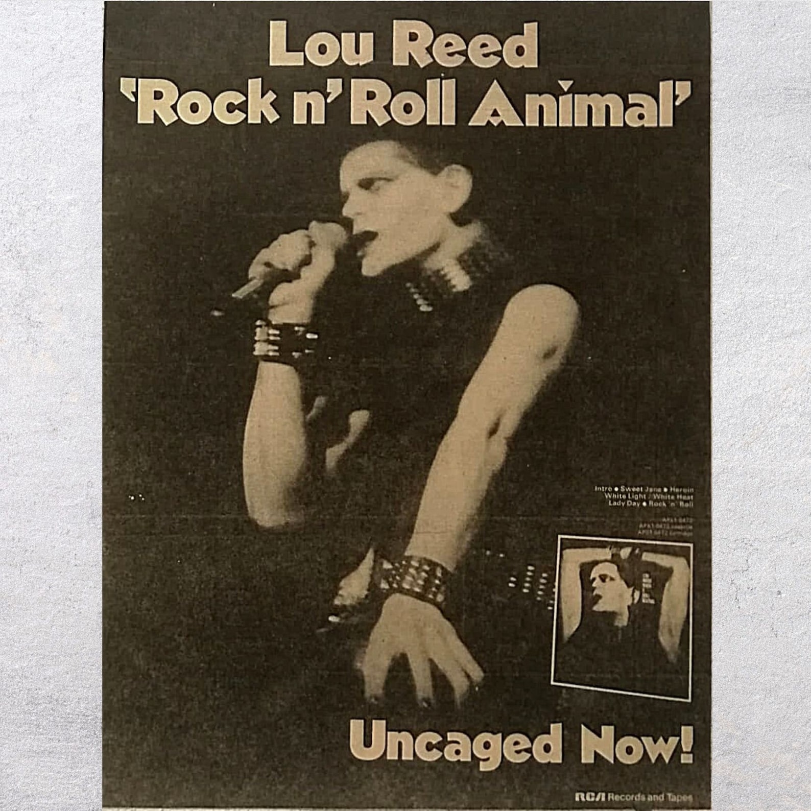 LOU REED 1974 - Rock N Roll Animal - Vintage, Original, Music, Poster ...