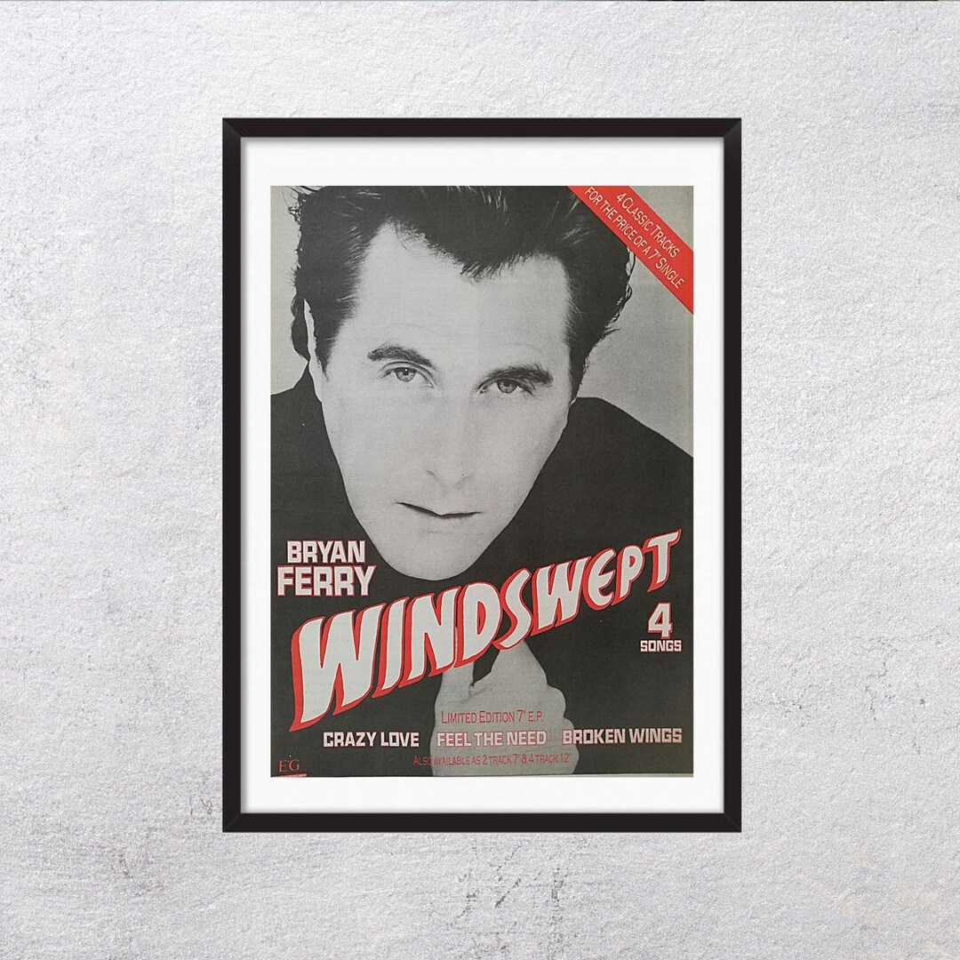BRYAN FERRY 1985 Windswept Poster Vintage, Musica Originale, Vintage ...