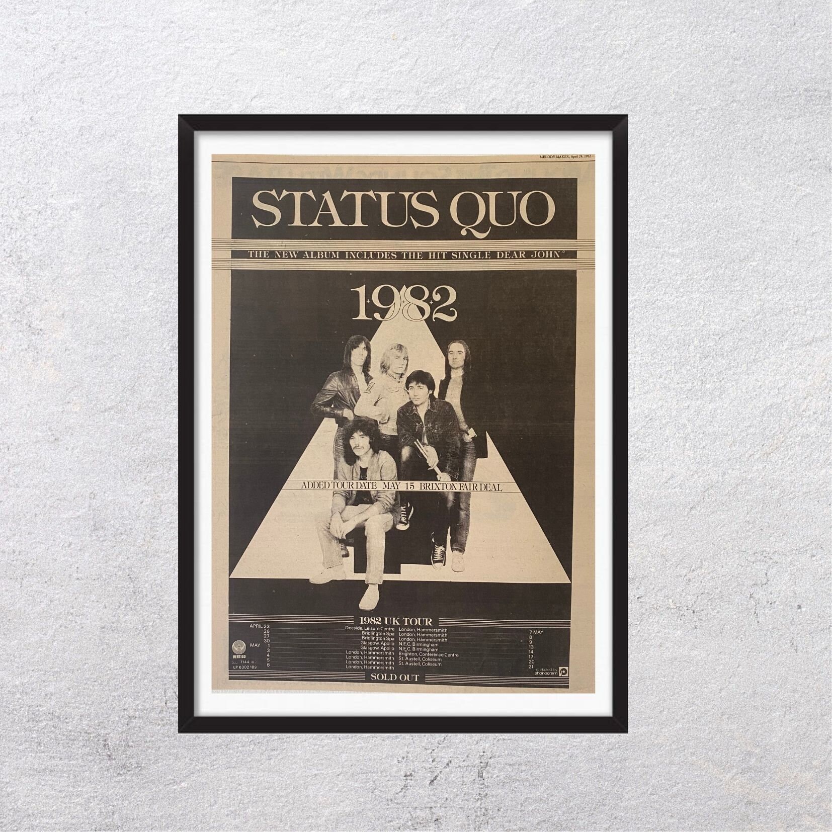 STATUS QUO 1982 1982 XX Dear John Melody Maker Original, Authentic, Promo Poster, Page Vintage ...