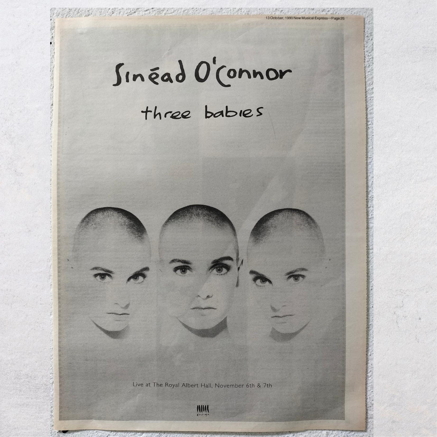 SINEAD O'CONNOR 1990 - Three Babies - Authentic, Music, Original, Promo Poster, Cutted Page ...