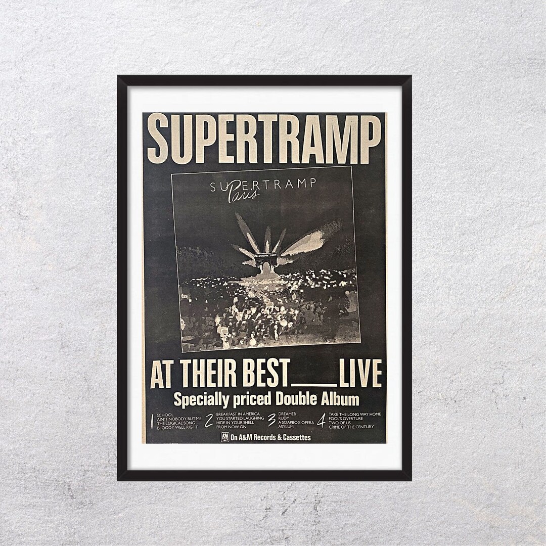 SUPERTRAMP PARIS 1980 Melody Maker Original, Authentic, Promo Poster ...
