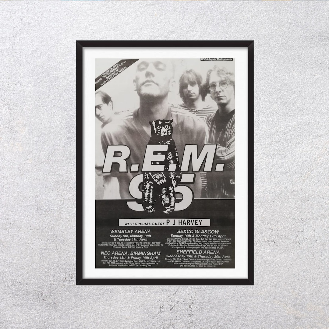 REM 1995 UK Live Tour PJ Harvey como invitado especial original, póster ...
