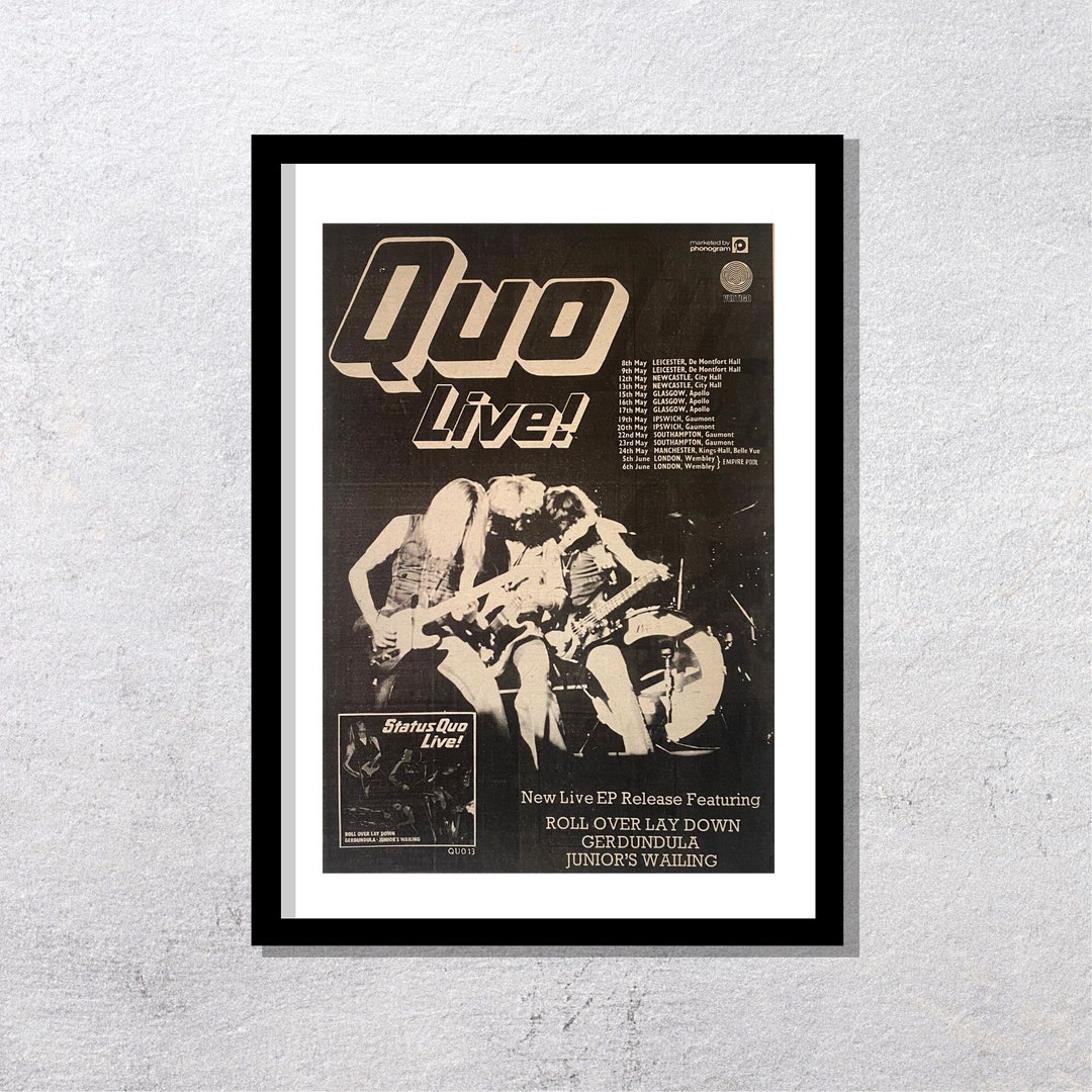 STATUS QUO 1975 - in Live - Original, Authentic, Promo Poster, Page ...