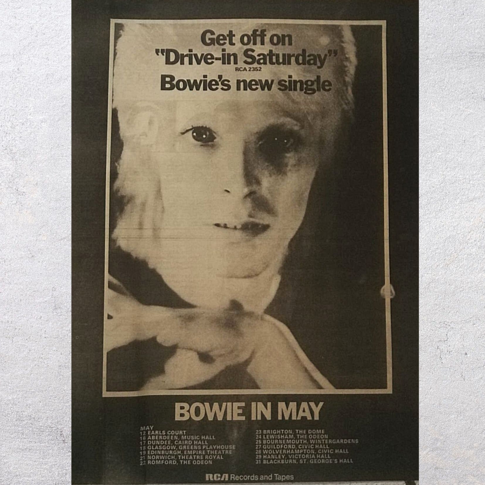 DAVID BOWIE 1973 Drive-in Saturday, May Tour Authentic, Vintage ...