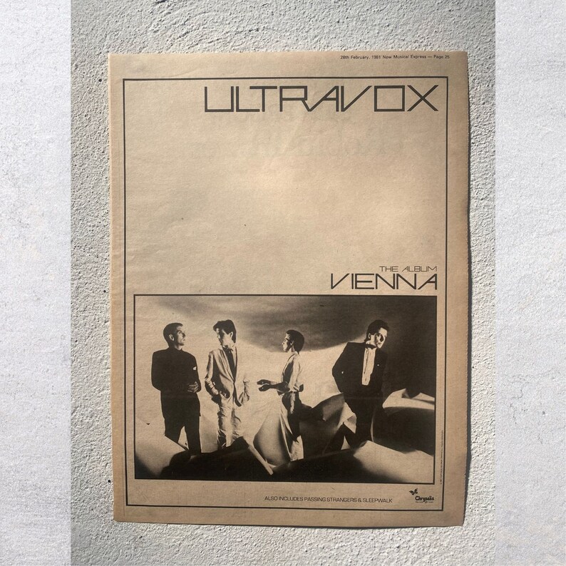 ULTRAVOX 1981 - Vienna - Original, Authentic, Promo Adv Magazine Page ...