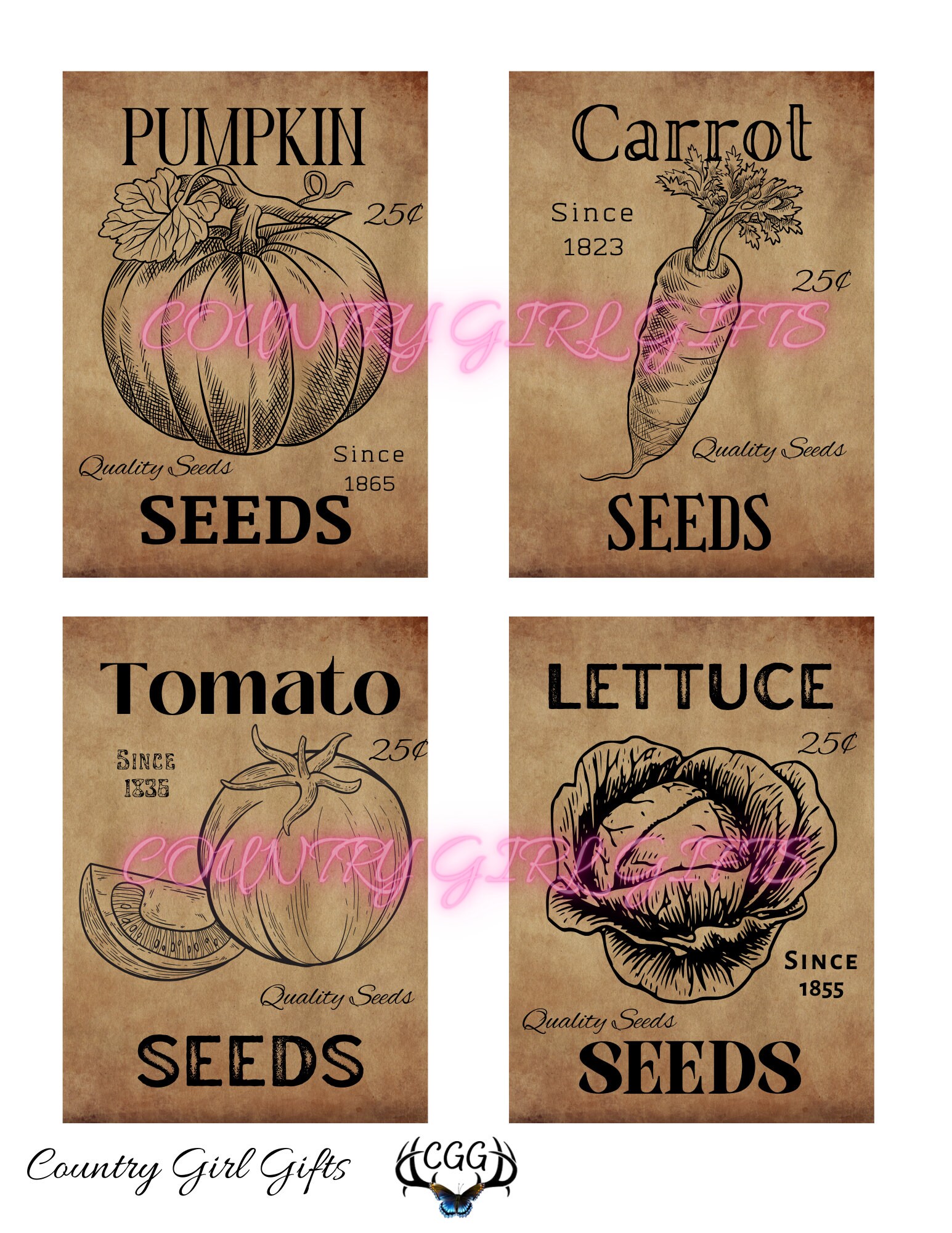 Vintage Printable Seed Packet Labels, Digital Download, Primitive ...