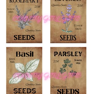 Vintage Printable Seed Packet Labels, Digital Download, Primitive ...