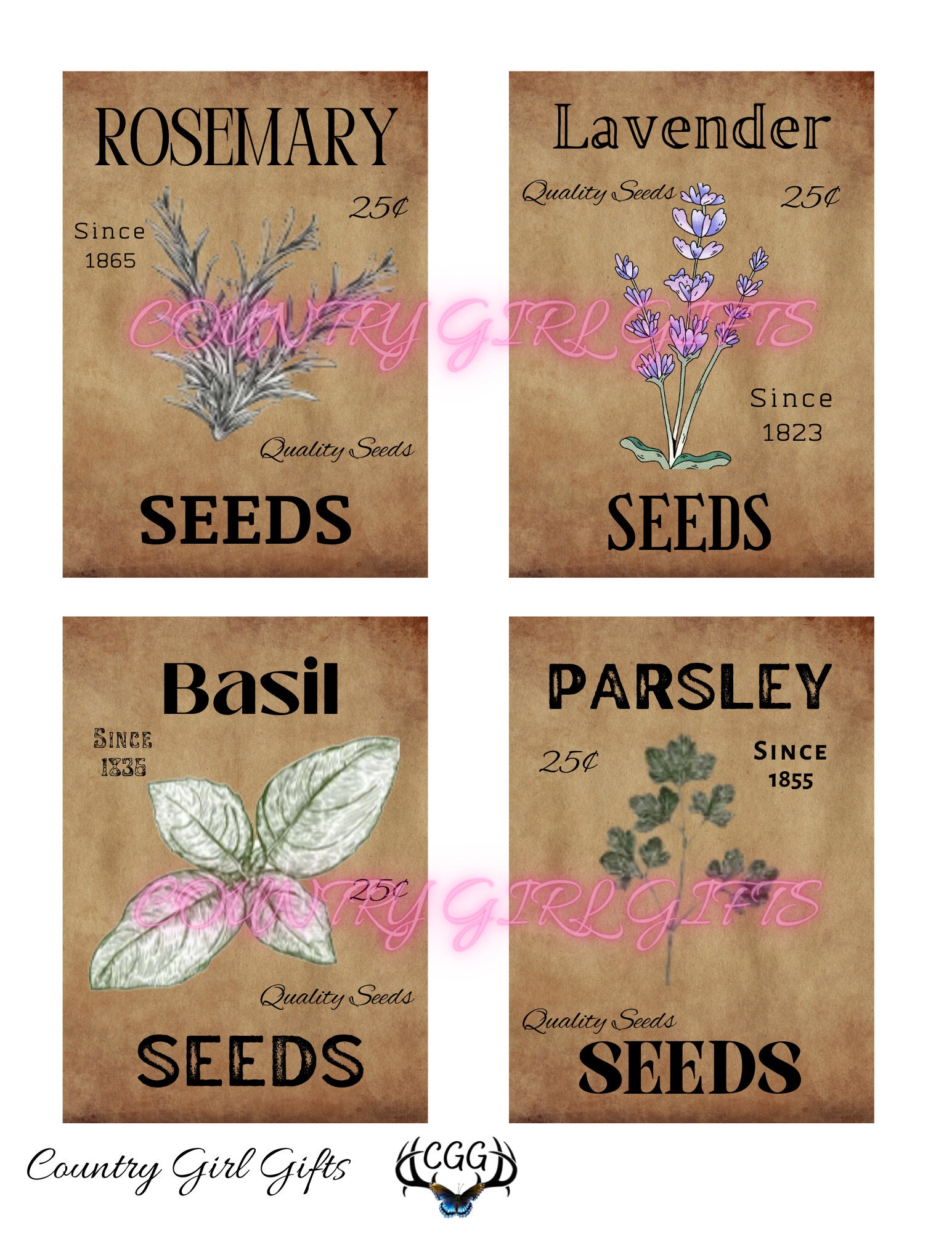 Vintage Printable Seed Packet Labels, Digital Download, Primitive ...