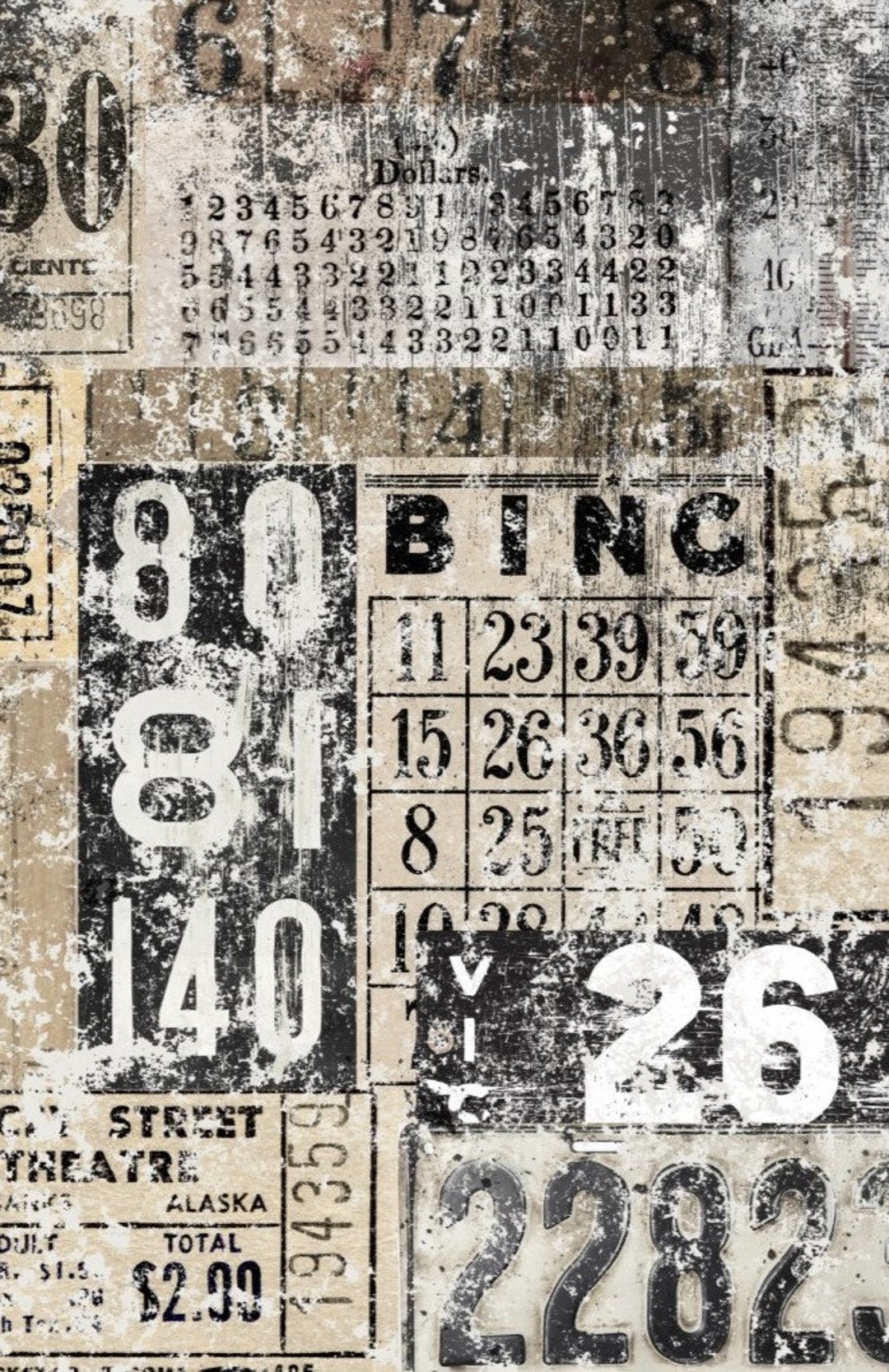 Grunge Numbers | Roycycled Decoupage Paper | Roycycled Treasures - Etsy