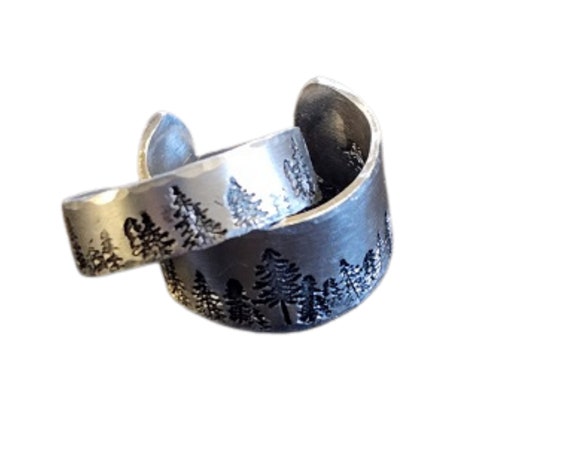 Tree Ring Forest Ring Rings for Men Silver Adjustable Ring | Etsy